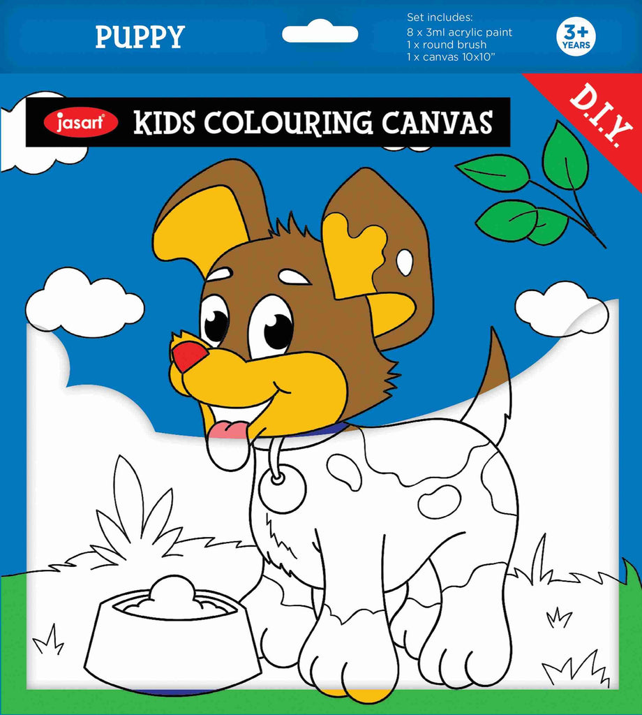 Jasart - Kids Colouring Canvas - Puppy – Embellish It